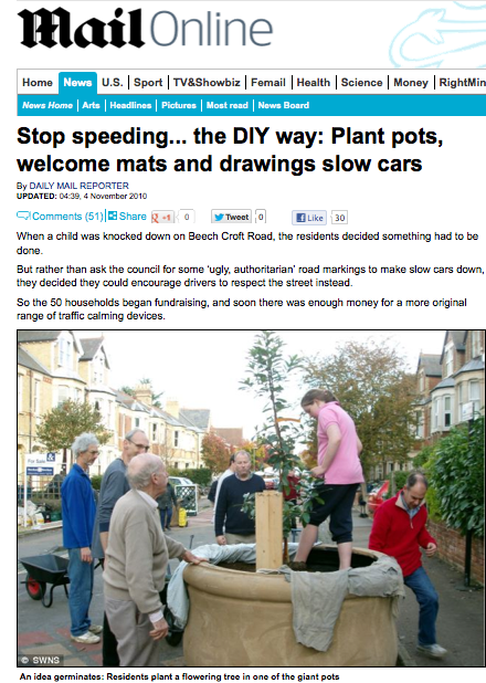 DIY traffic calming in Beech Croft Road, Oxford | Pedestrian Liberation